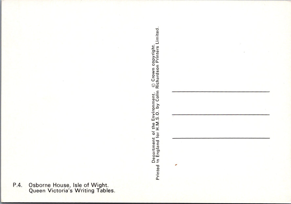 Isle of Wight Postcard - Osborne House, Queen Victoria's Writing Tables ...